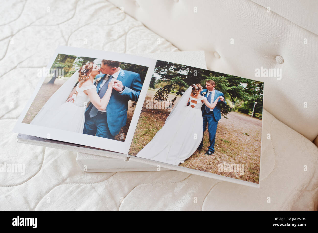 Pages of wedding photobook or wedding album on white background Stock ...