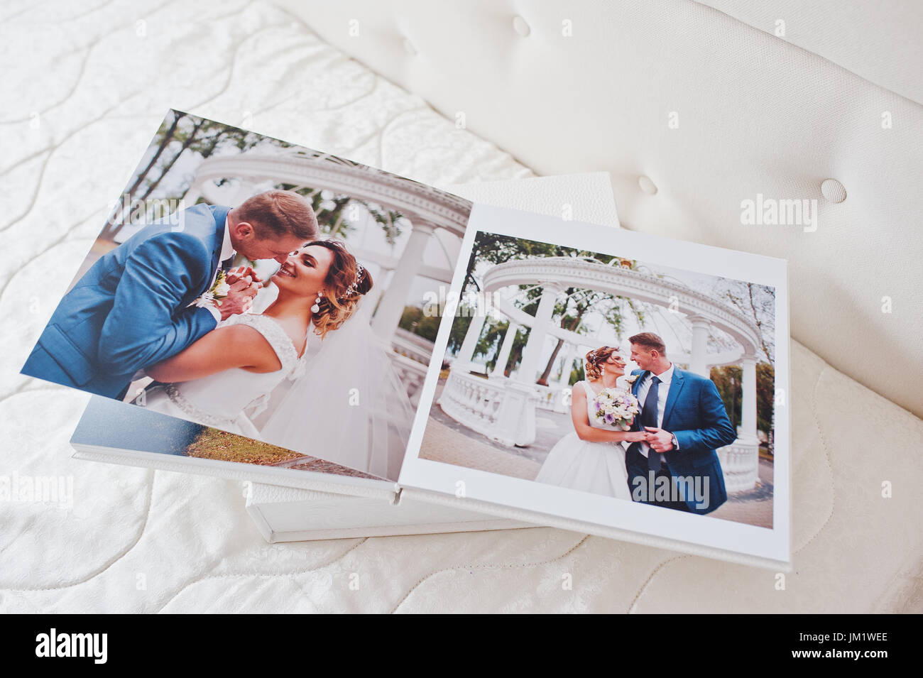 Pages of wedding photobook or wedding album on white background Stock ...