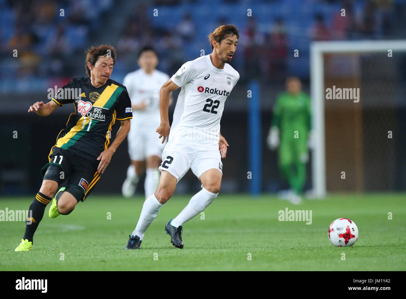 Yurtec Stadium Sendai, Miyagi, Japan. 22nd July, 2017. (L to R) Naoki ...