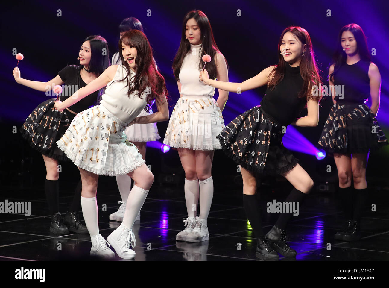 Debut of new girl group South Korean girl band P.O.P performs during a ...