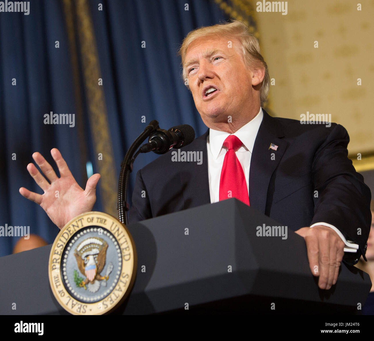 United States President Donald J. Trump makes a statement on health ...