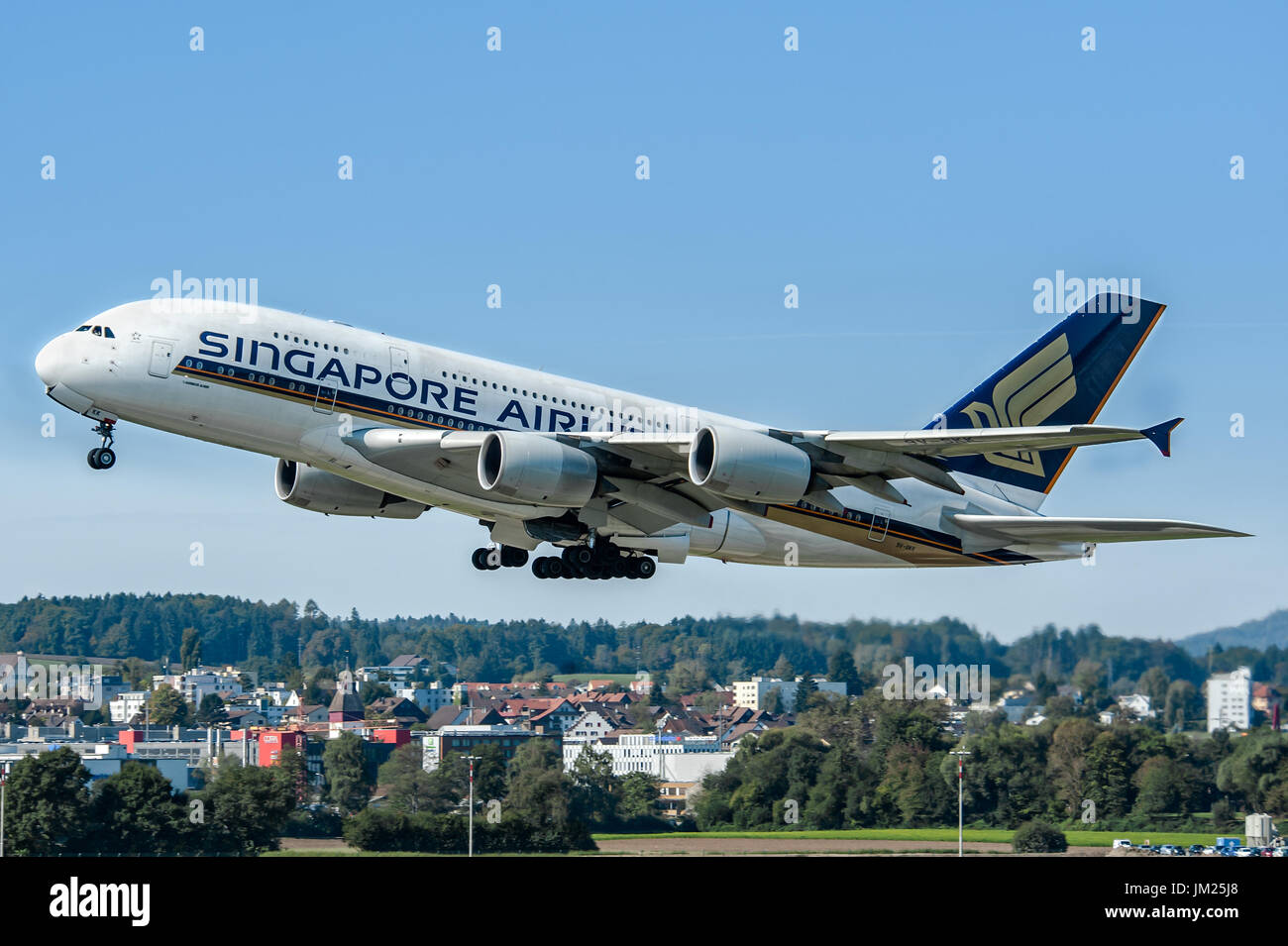 Departed from Zurich Airport this big Airbus A380 Stock Photo - Alamy