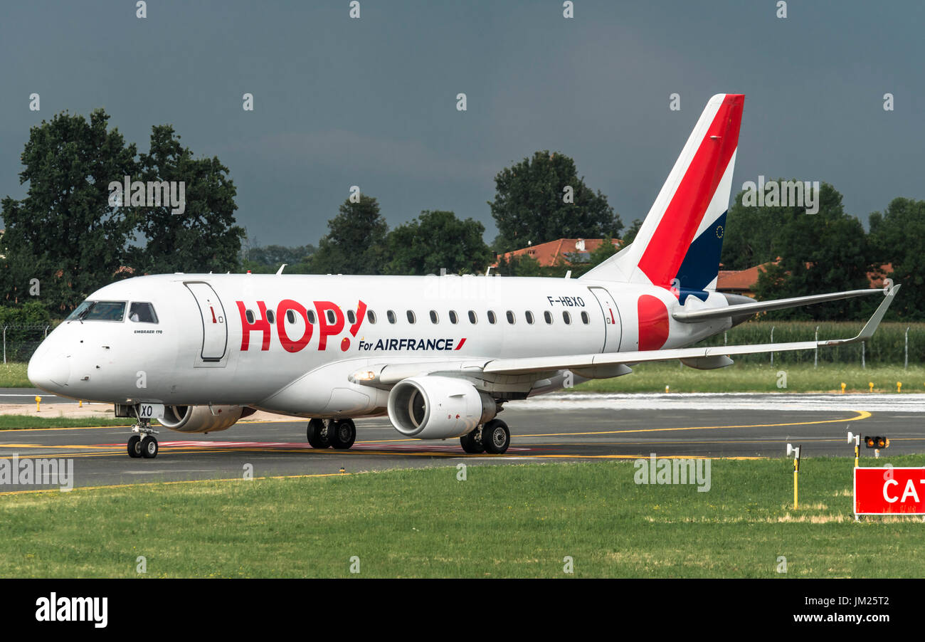 TORINO CASELLE AIRPORT - JULY 10, 2017: Embraer E145 HOP! By Air France ...