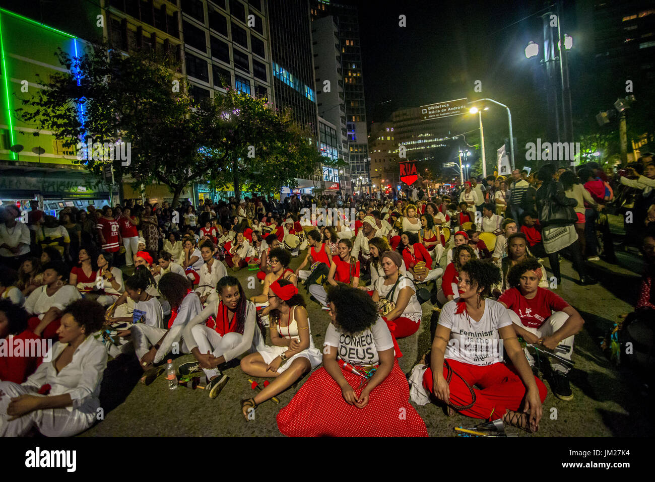 Sao Paulo, Brazil. 25th July, 2017. A group of women protest against ...