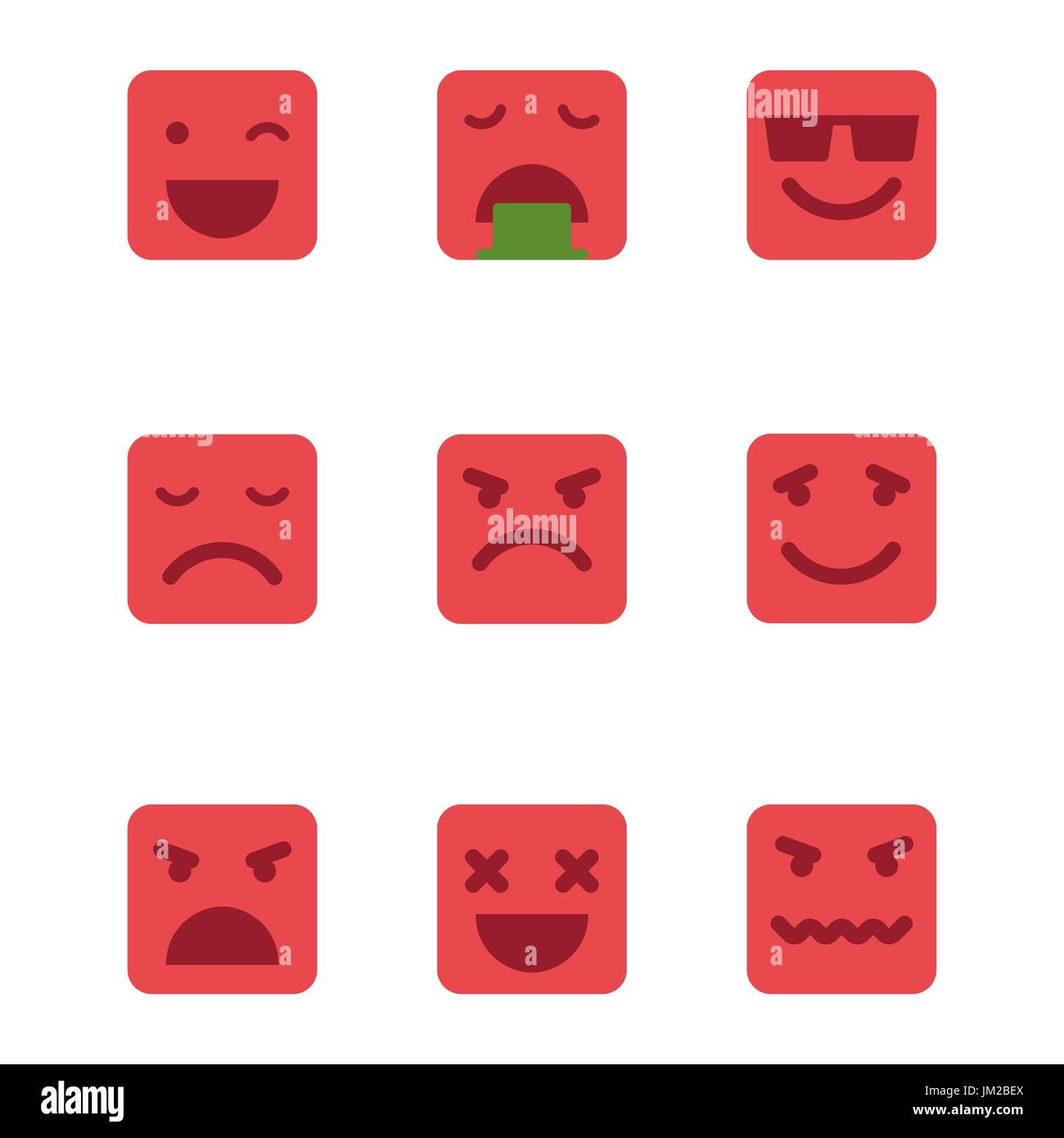Squared emoticons vector icons set Stock Vector Image & Art - Alamy