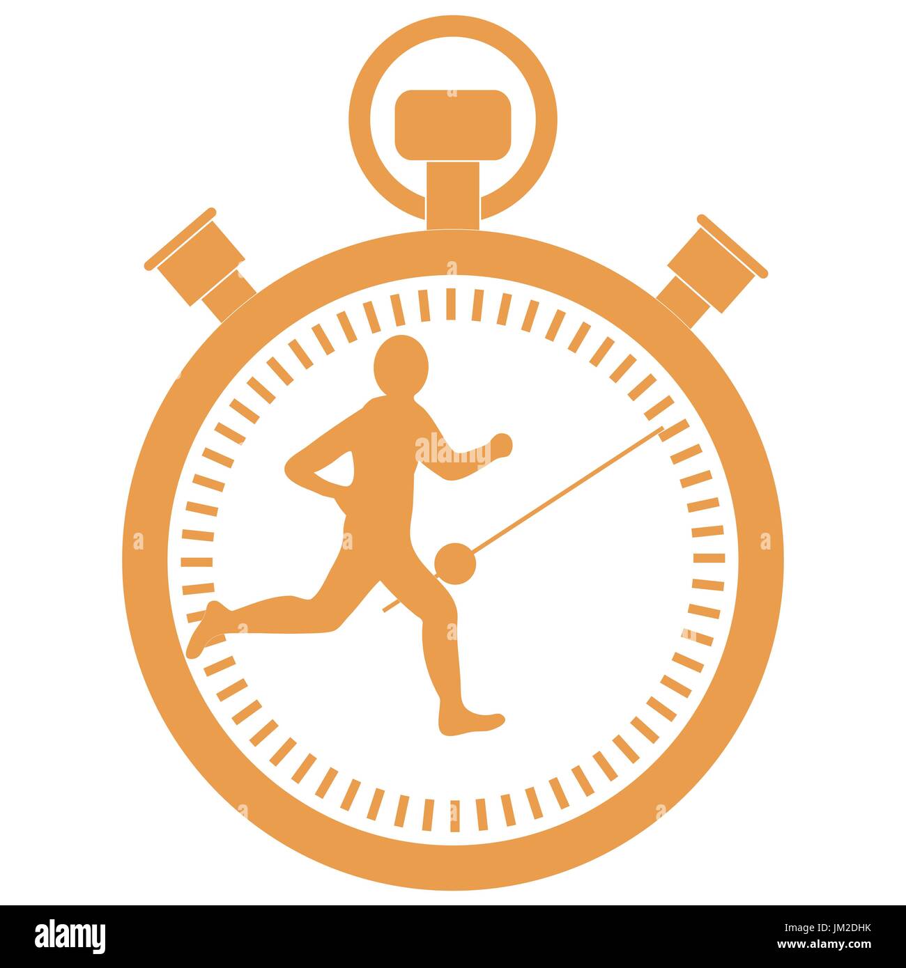 Stylized icon of the runner with a stopwatch on a white background ...