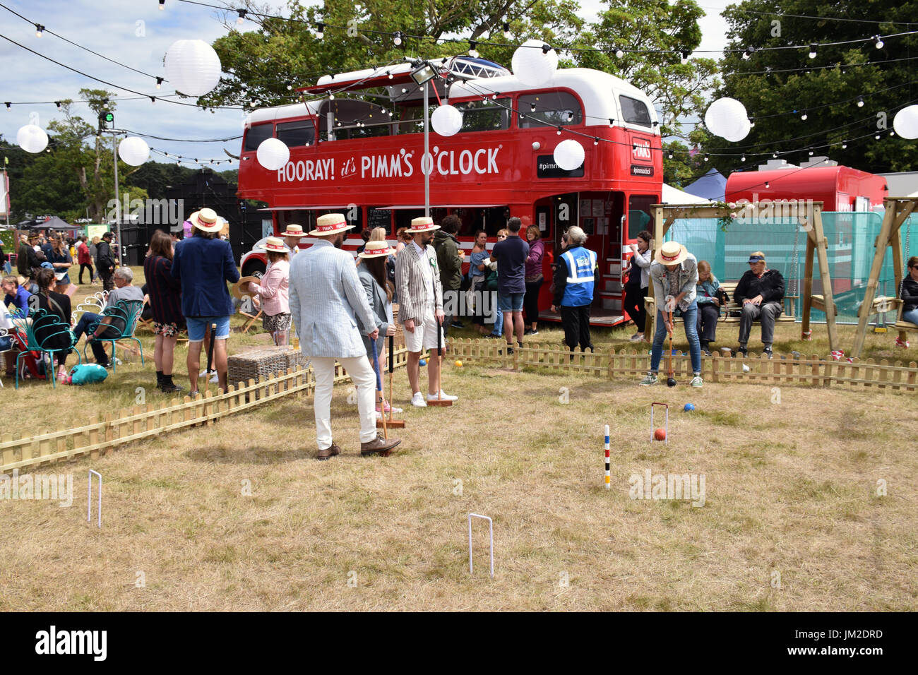 Latitude Festival 2017, Henham Park, Suffolk, UK. Pimms bar & croquet ...