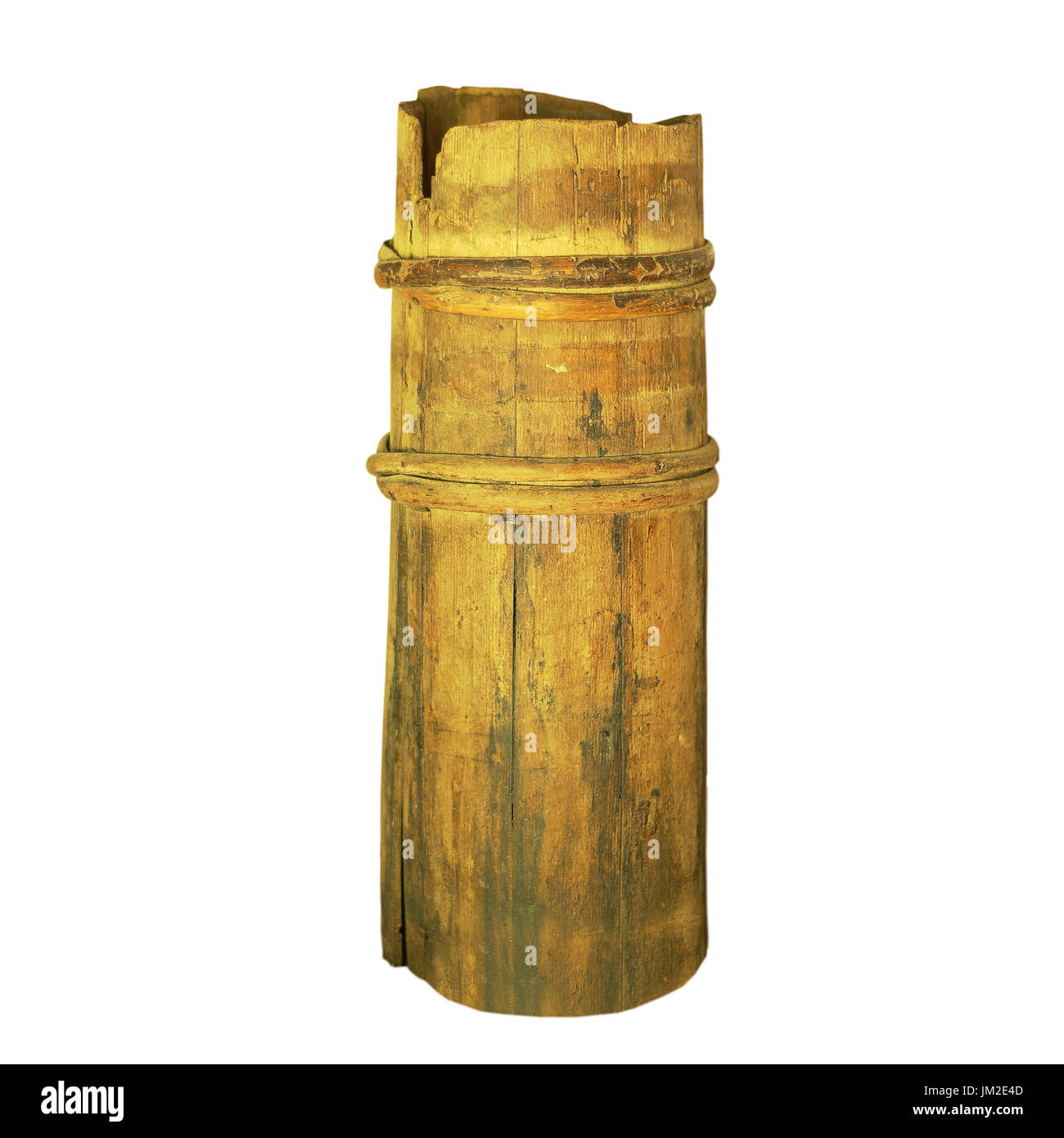 vintage handmade wooden kit isolated on white background, ancient ...