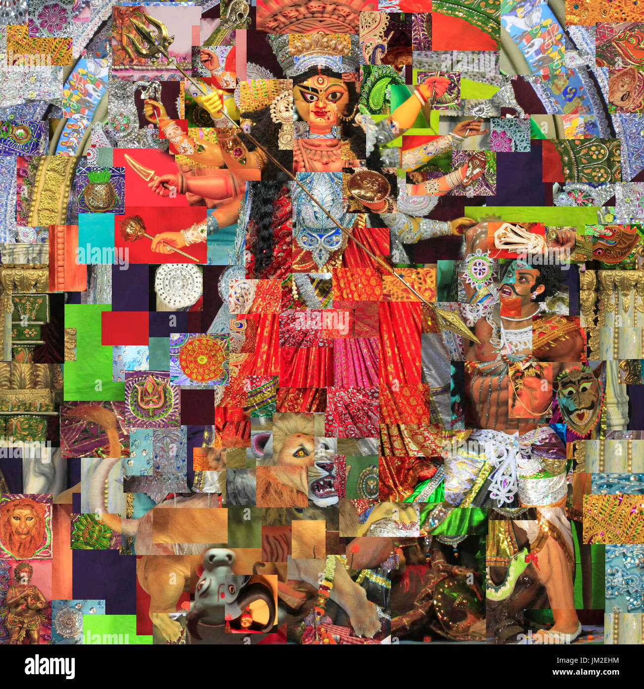 Goddess Durga Idol collage from more than twenty different idols Stock ...
