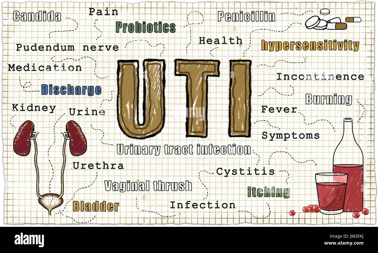 Illustration of Urinary Tract infection with Classic old drawing Style ...