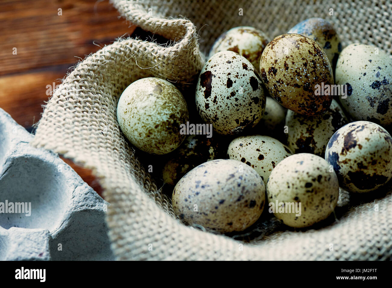 Quail eggs, photographed in a simple rustic style. Simple protein-rich ...