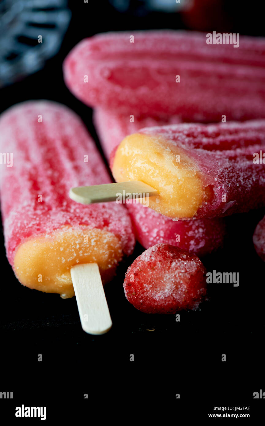 Youth ice pop from the freezer. with a touch of frost and ice ...
