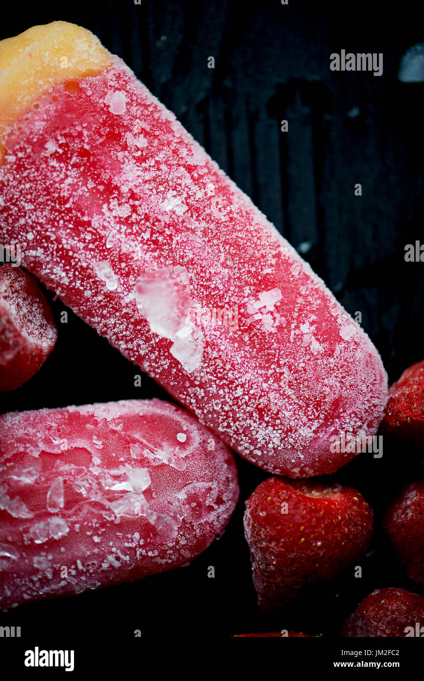 Youth ice pop from the freezer. with a touch of frost and ice ...