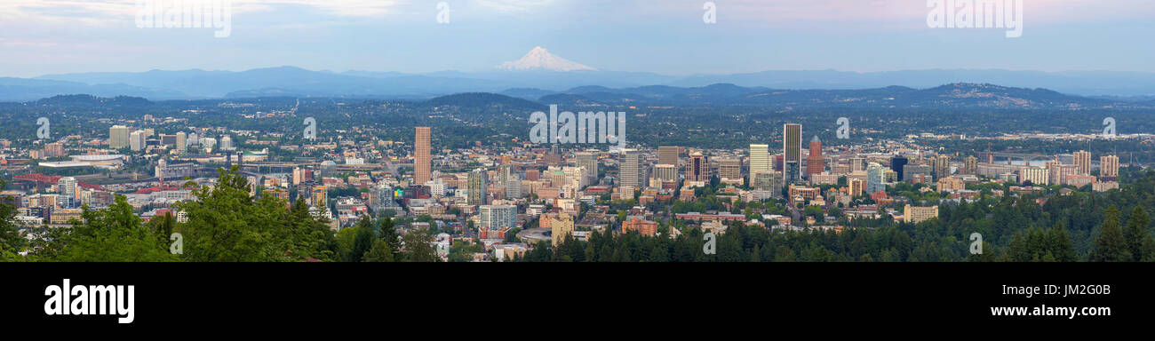 Portland Oregon downtown cityscape blue sky daytime panorama Stock ...