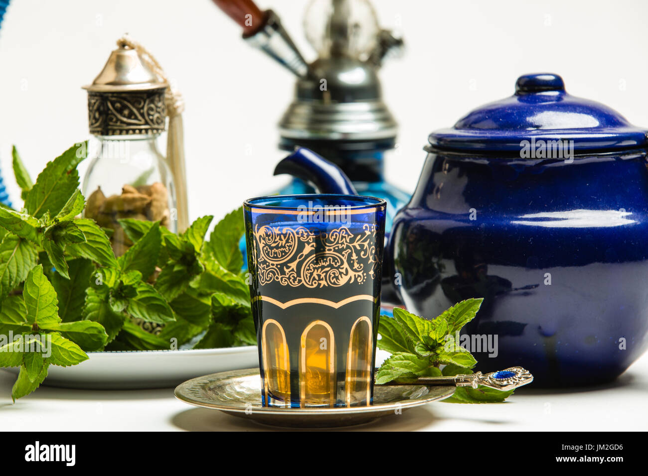 Traditional Arab mint tea in a traditional cup with mint leaves Stock ...