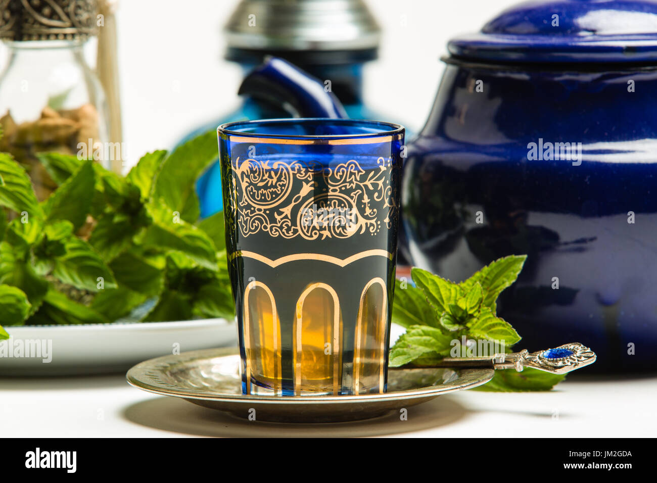 Traditional Arab mint tea in a traditional cup with mint leaves Stock ...