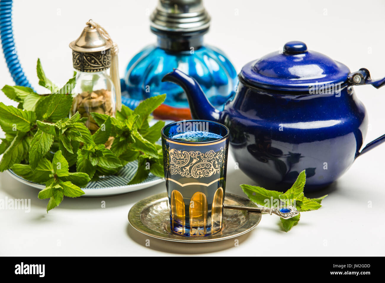 Traditional Arab mint tea in a traditional cup with mint leaves Stock ...