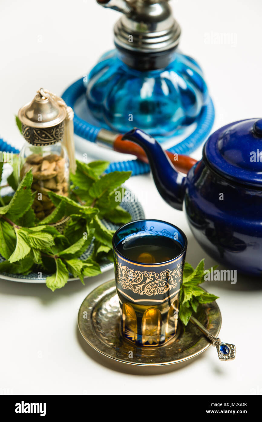 Traditional Arab mint tea in a traditional cup with mint leaves Stock ...