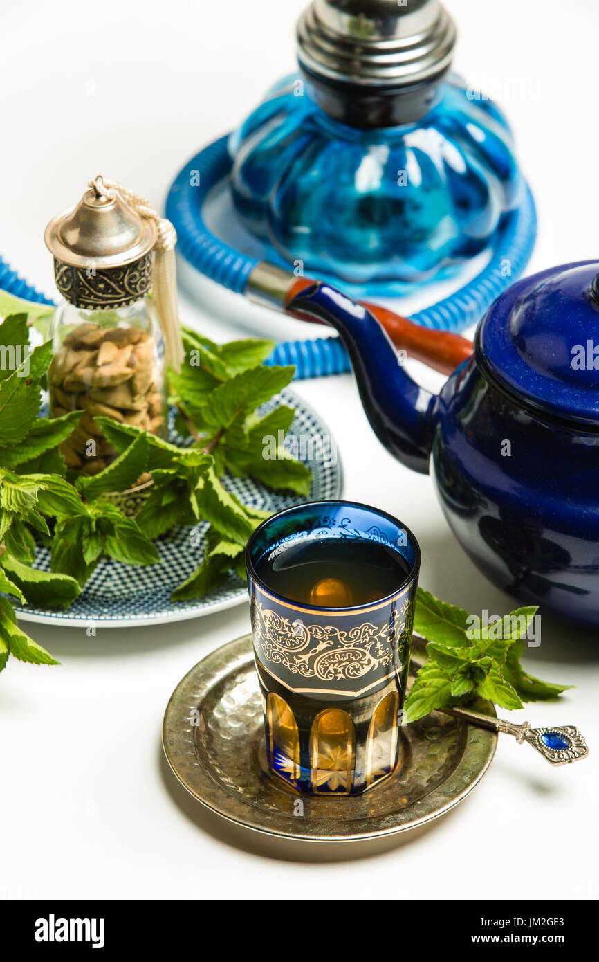 Traditional Arab mint tea in a traditional cup with mint leaves Stock ...