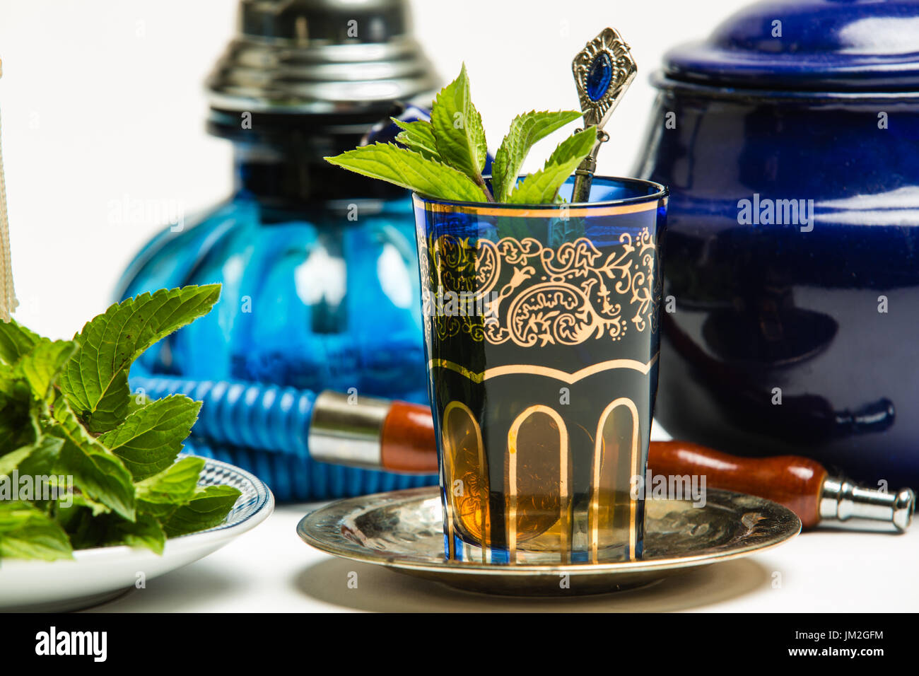 Traditional Arab mint tea in a traditional cup with mint leaves Stock ...
