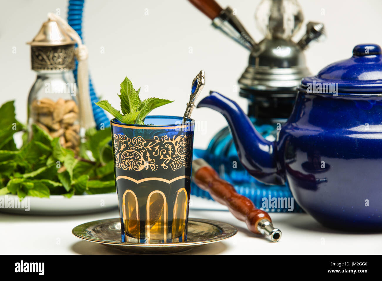 Traditional Arab mint tea in a traditional cup with mint leaves Stock ...