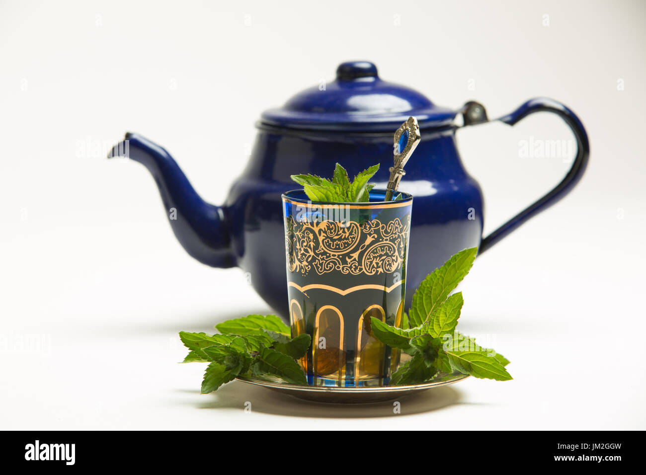 Traditional Arab mint tea in a traditional cup with mint leaves Stock ...