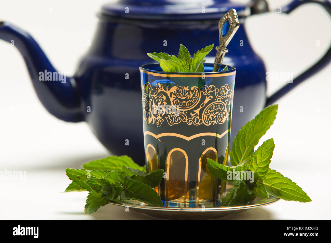 Traditional Arab mint tea in a traditional cup with mint leaves Stock ...