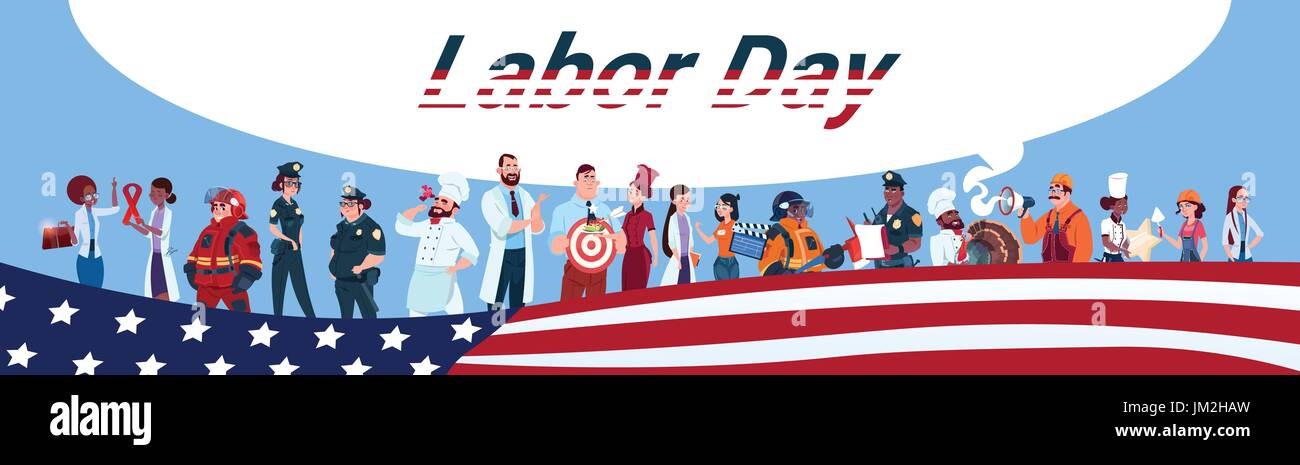 Labor Day People Group Different Occupation Set, Employees Mix Race ...
