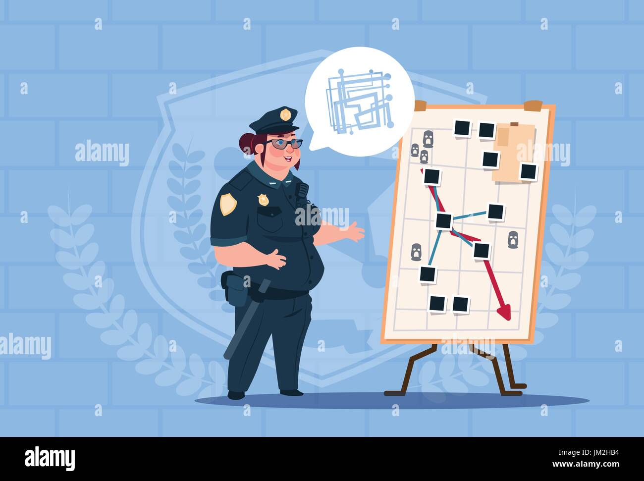 Police Woman Planning Action On White Board Wearing Uniform Female ...