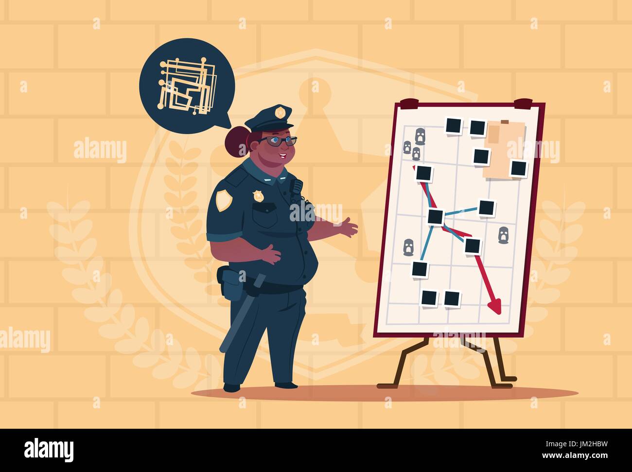 African American Police Woman Planning Action On White Board Wearing ...