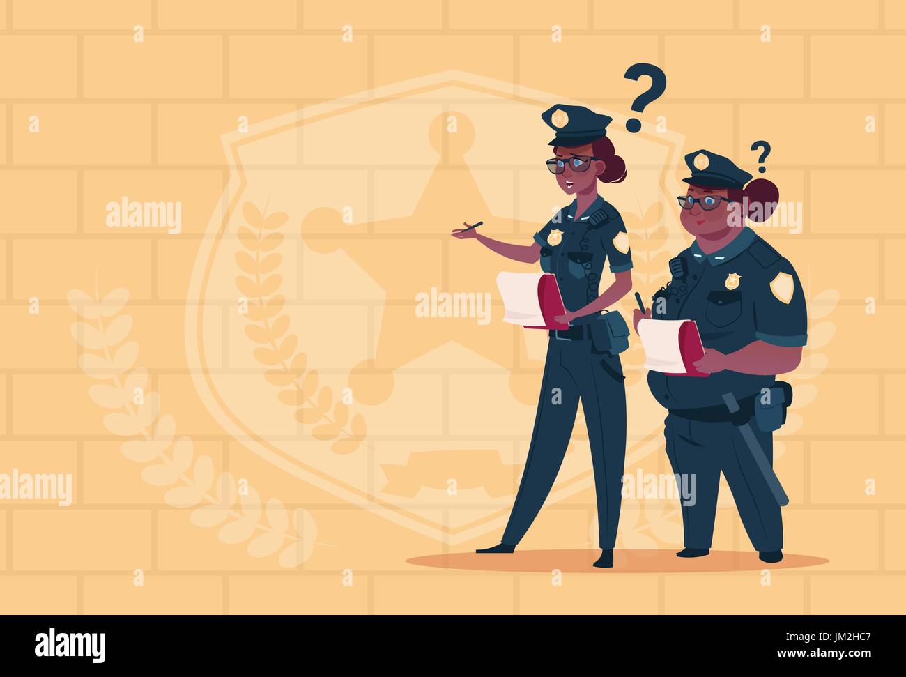 Two African American Police Women Holding Boxes With Office Staff Fired ...