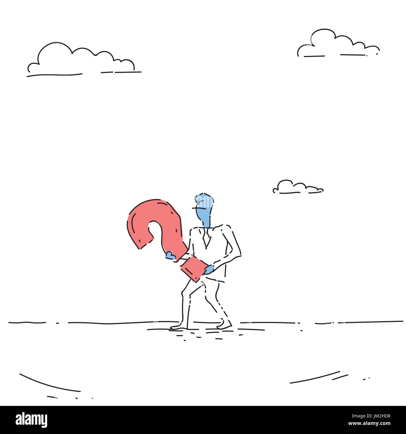 Business Man Carry Question Mark Ponder Problem Concept Stock Vector ...