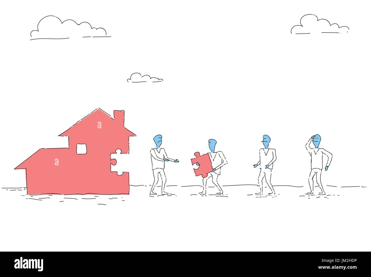 Business People Group Build House Team Investment Together Concept ...