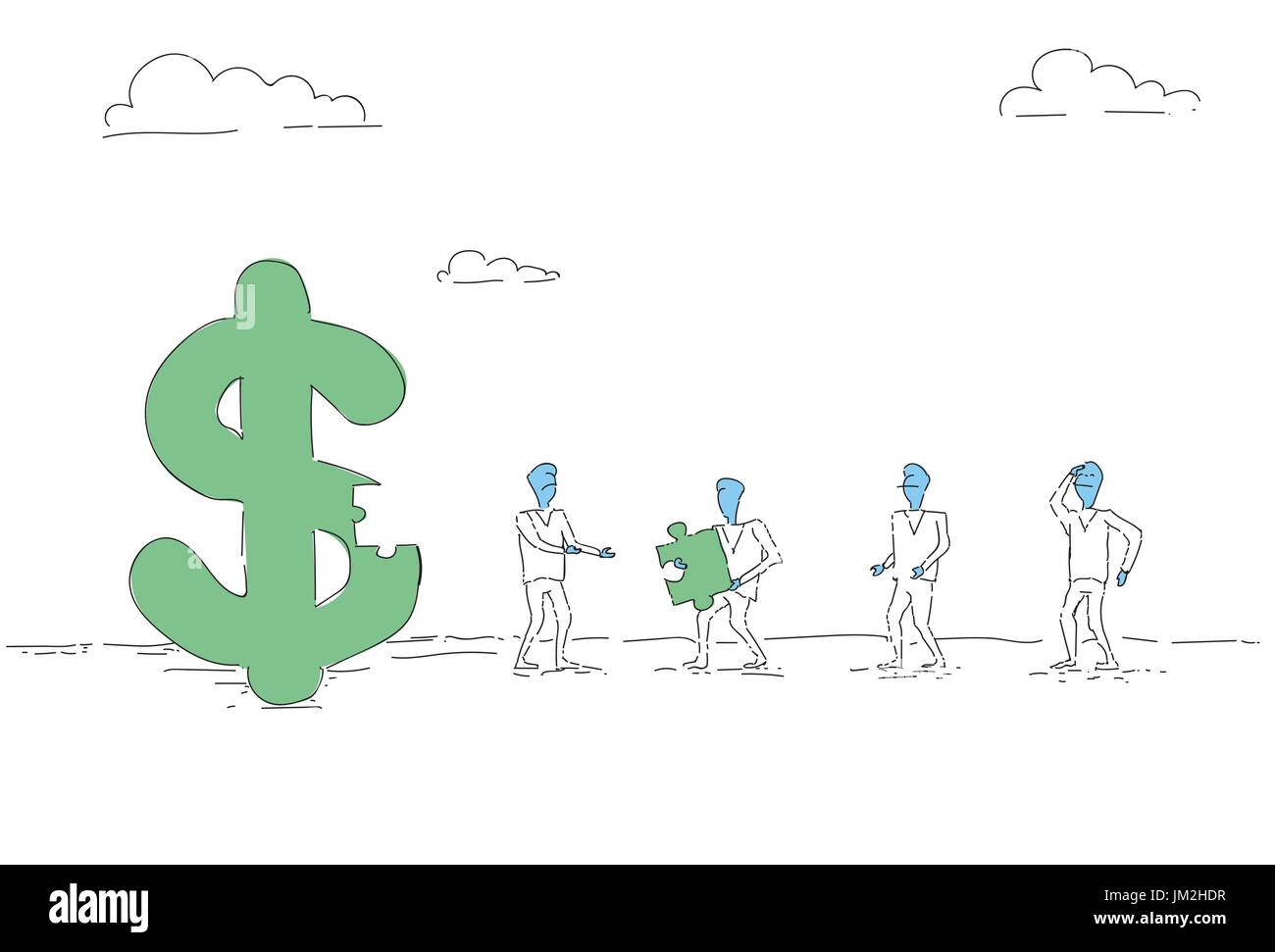 Business People Group Build Dollar Sign Team Investment Together ...