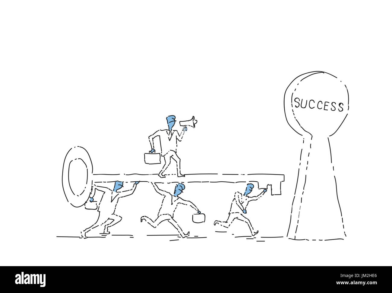 Group Of Business People Putting Key In Success Keyhole Successful ...