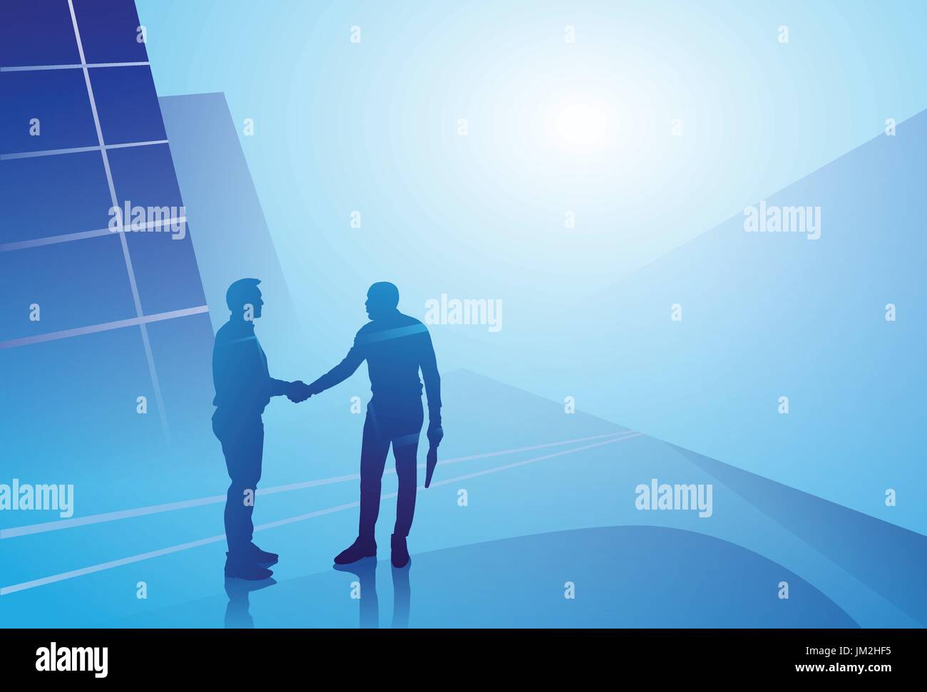 Silhouette handshake blue background hi-res stock photography and ...
