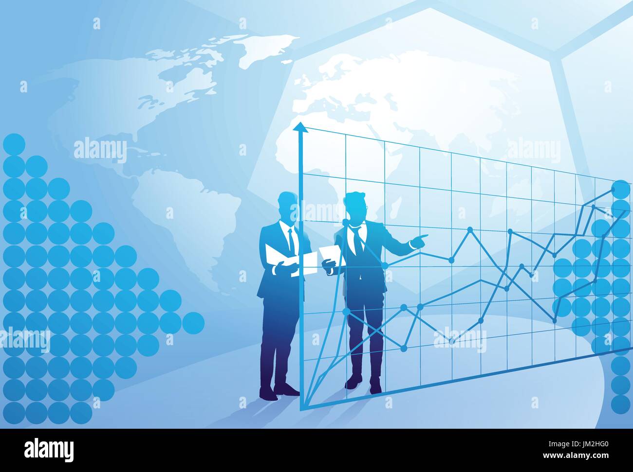 Two Silhouette Businessman Talking Discussing Document Report Over ...