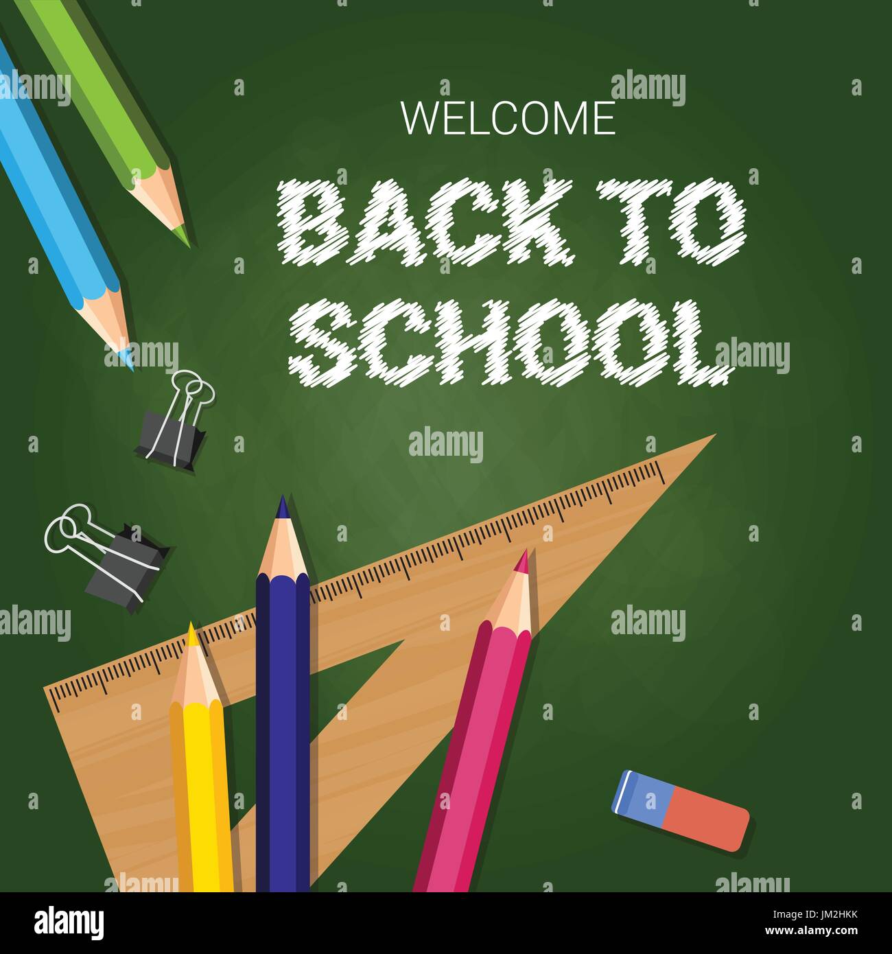 Realistic chalkboard text back school hi-res stock photography and ...
