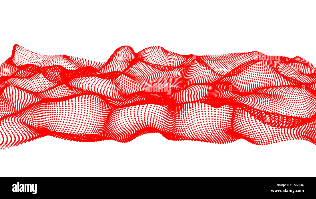 red abstract waves on white background - shape made of dots - isolated ...