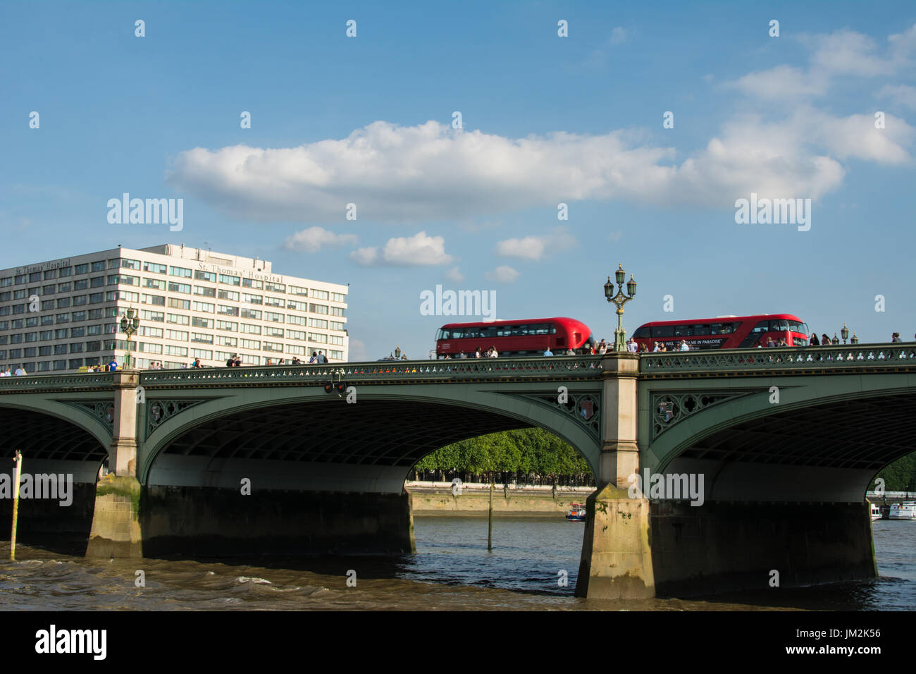 St Thomas Hospital and bridge over the river Thames London Stock Photo ...