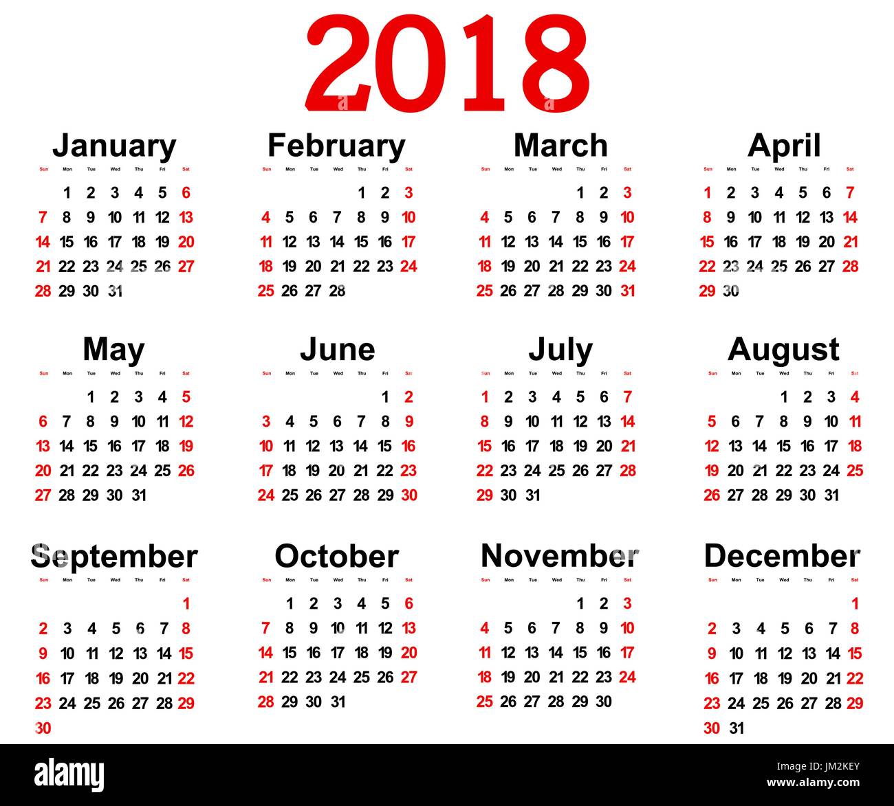 Great new wall calendar 2018. illustration Stock Vector Image & Art - Alamy