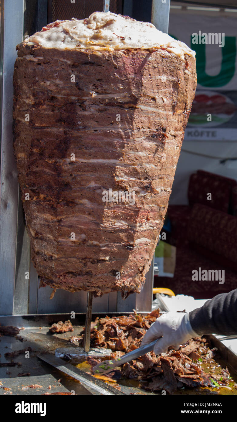 Traditional Turkish Doner Kebab on pole Stock Photo - Alamy