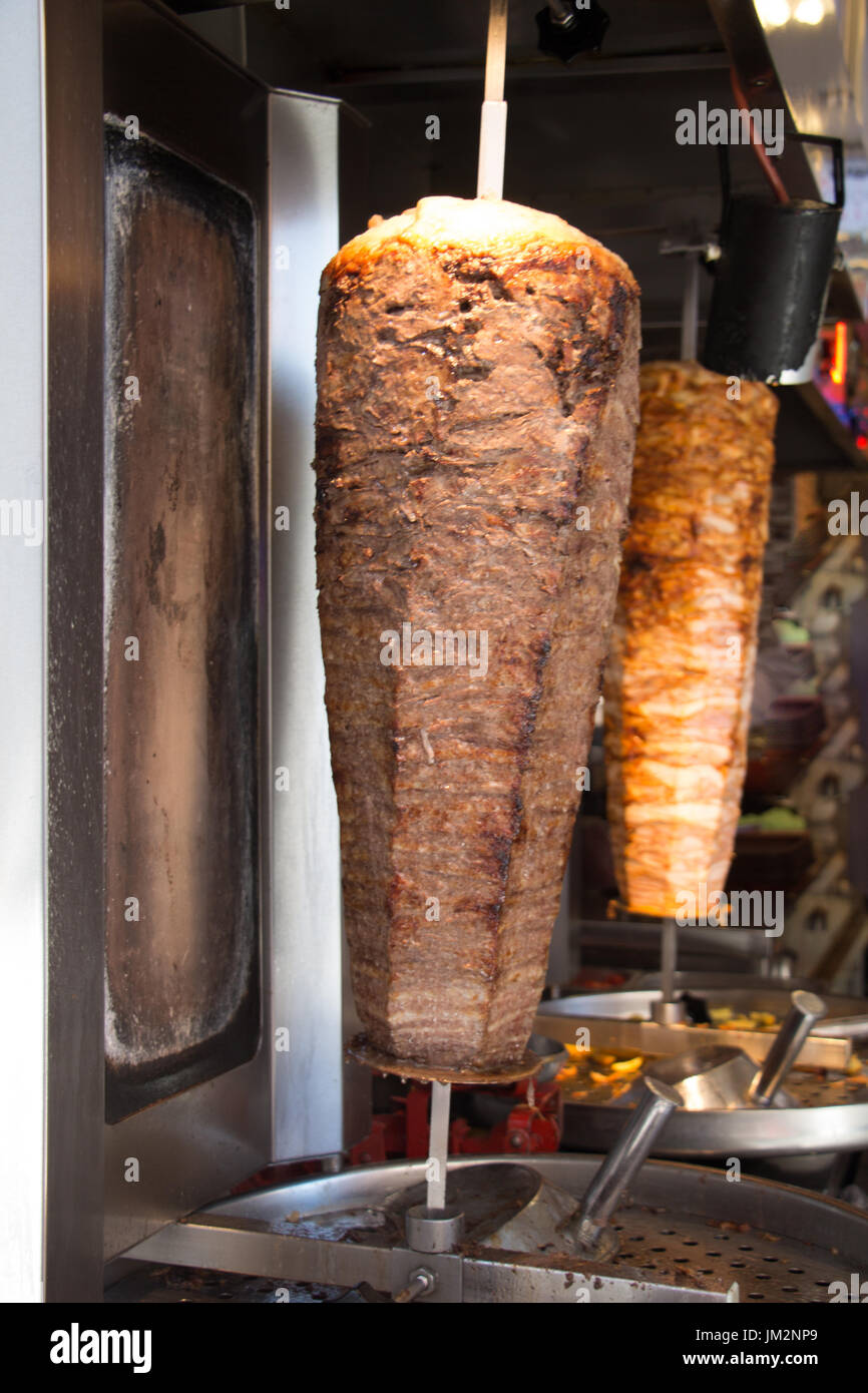 Traditional Turkish Doner Kebab on pole Stock Photo - Alamy