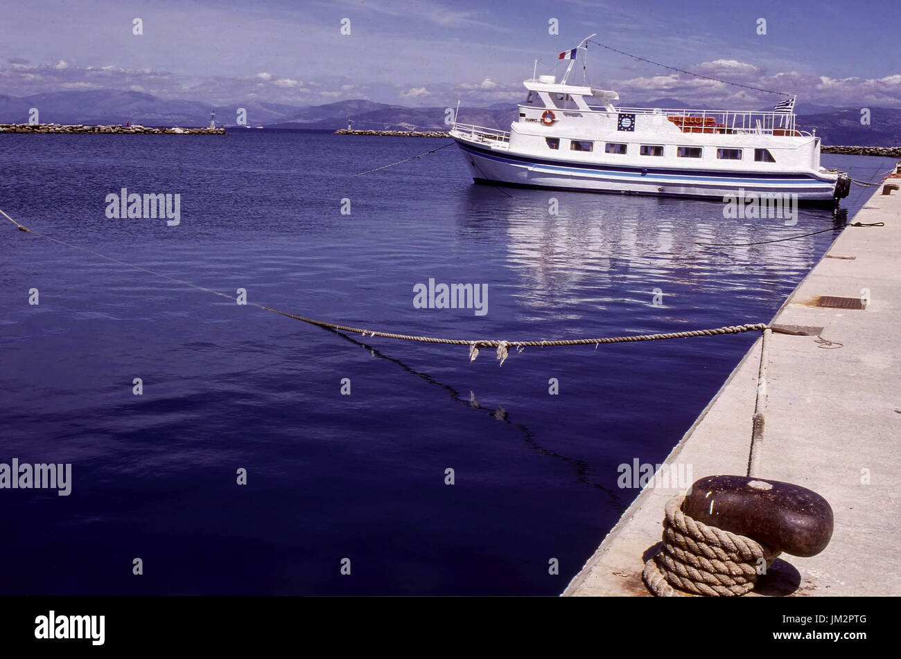 Pleasure Boat for Tourist Excursions, Lefkimmi Port Quayside, Corfu ...