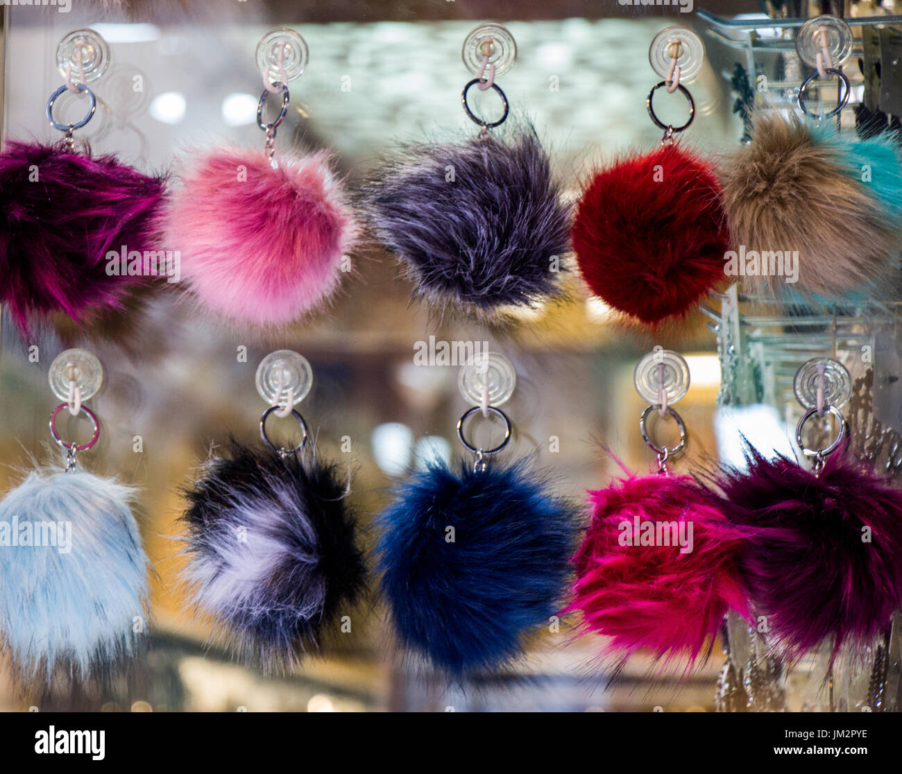Set of the colorful pompoms in the bazaar Stock Photo - Alamy