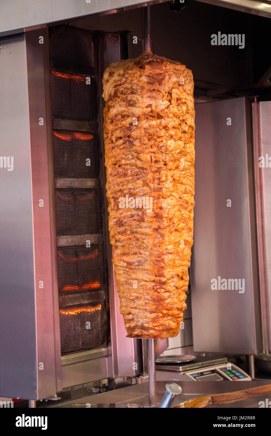 Traditional Turkish Doner Kebab on pole Stock Photo - Alamy