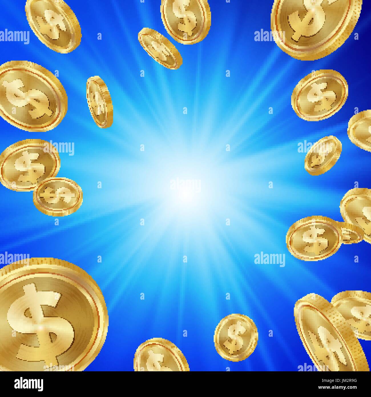 Jackpot Winner Background Vector. Falling Explosion Gold Coins ...