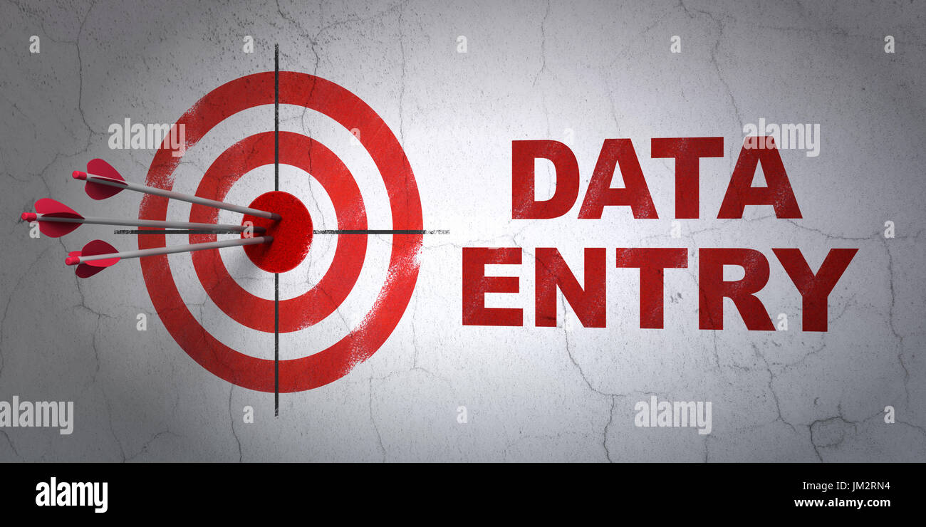 Information concept: target and Data Entry on wall background Stock ...