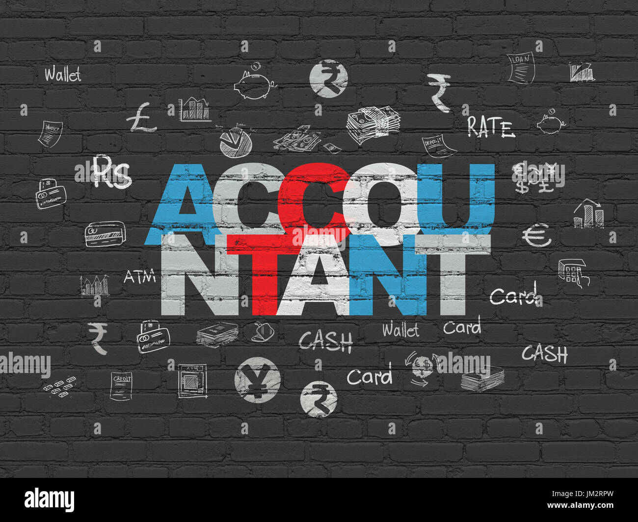 Banking concept: Accountant on wall background Stock Photo - Alamy