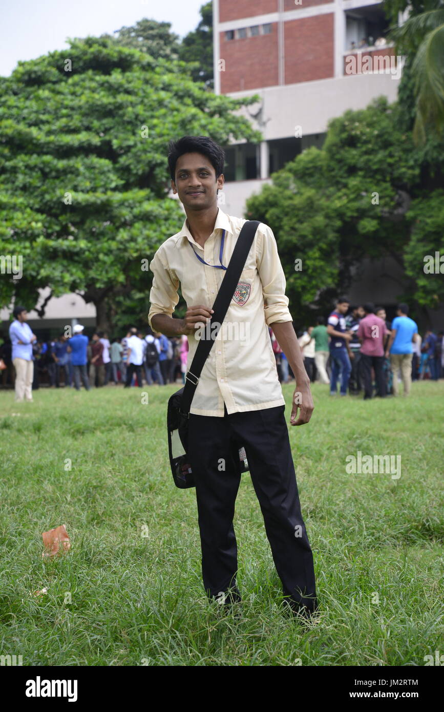 Bangladeshi collage students walking on the collage ground at class ...